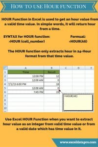 How To Use: HOUR Function - ExcelDataPro