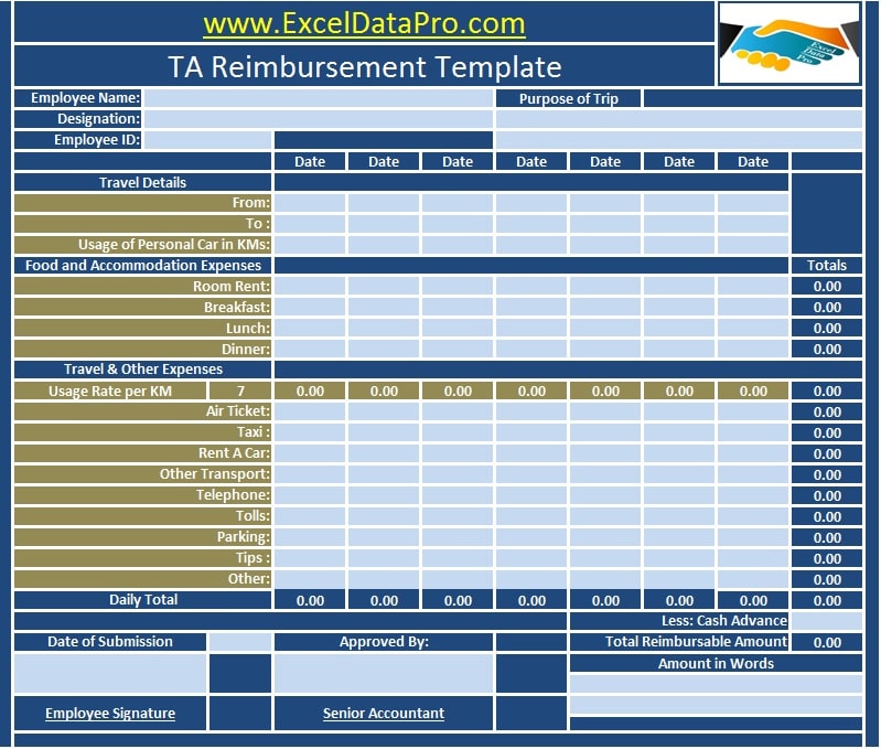 Download Employee TA Reimbursement Excel Template ExcelDataPro Download Employee TA Reimbursement Excel Template ExcelDataPro
