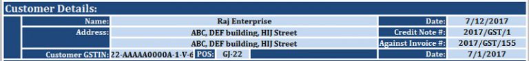 Download GST Credit Note Format In Excel Issued Against Goods Return Or ...