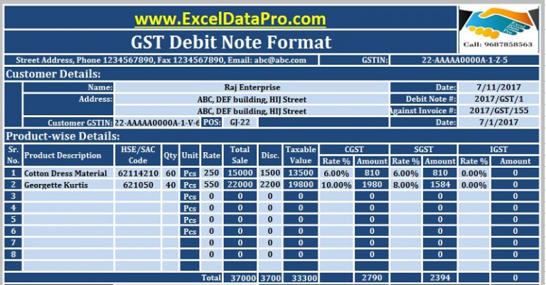 Download Free GST Templates in Excel