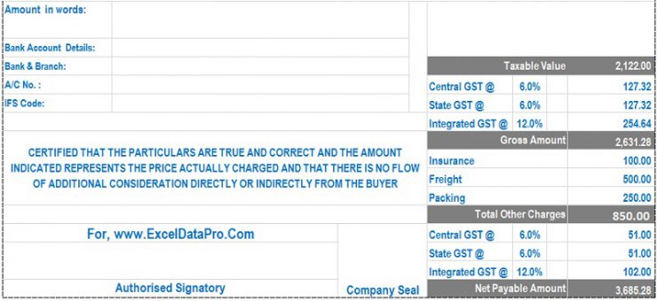 Download 10 GST Invoice Templates in Excel - ExcelDataPro