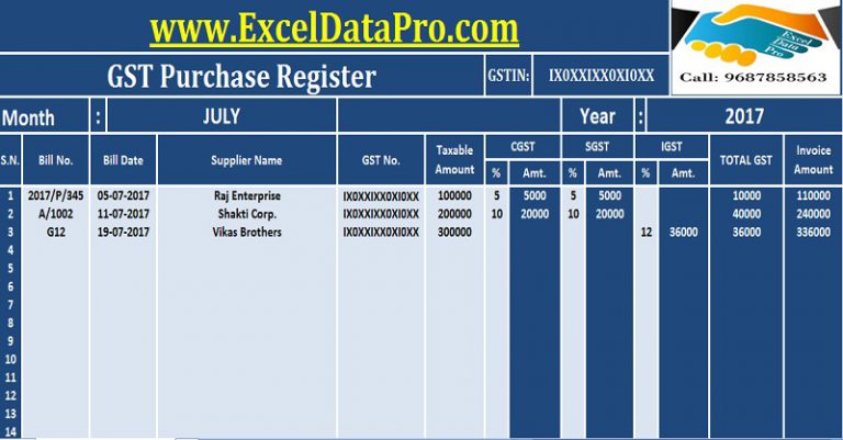 Download Free GST Templates in Excel