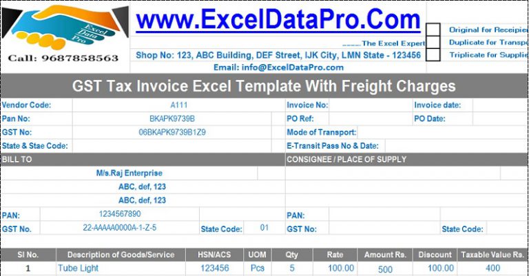Download 10 GST Invoice Templates in Excel - ExcelDataPro
