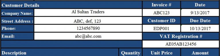 Download UAE VAT Tax Invoice Excel Template As Per The Federal Law 8 of ...
