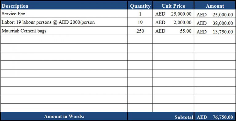 Download UAE VAT Tax Invoice Excel Template As Per The Federal Law 8 of ...