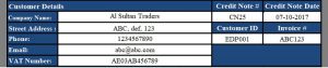 Download UAE VAT Credit Note Excel Template - ExcelDataPro