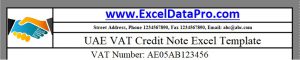 Download UAE VAT Credit Note Excel Template - ExcelDataPro