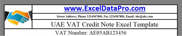 Download UAE VAT Credit Note Excel Template - ExcelDataPro