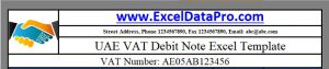 Download UAE VAT Debit Note Excel Template - ExcelDataPro