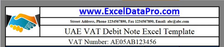 Download UAE VAT Debit Note Excel Template - ExcelDataPro