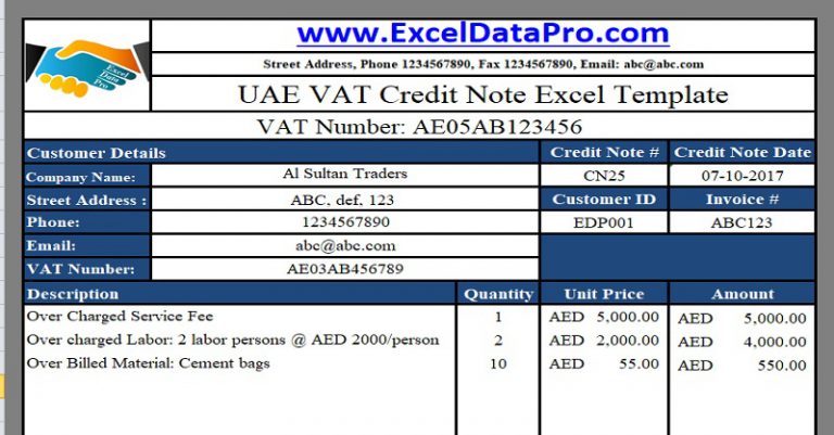 Download Free UAE VAT Templates in Excel