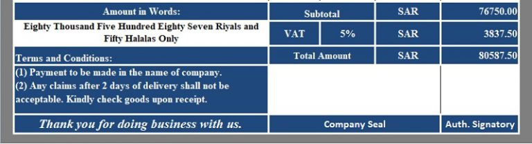 Download VAT Invoice Template for Bahrain, Kuwait, Oman, Qatar, Saudi ...