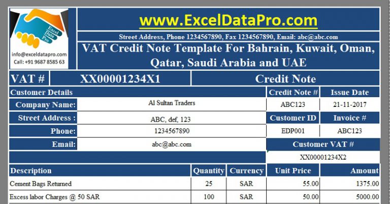 Download Free UAE VAT Templates in Excel