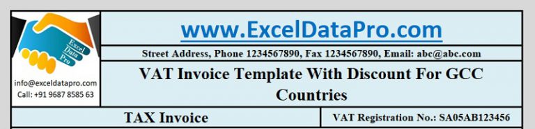 Download GCC VAT Invoice Template With Discount - ExcelDataPro