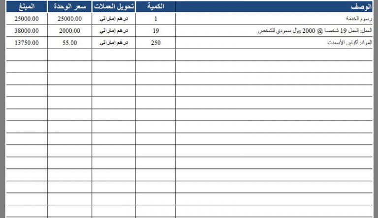 Download Arabic VAT Invoice Template for Bahrain, Kuwait, Oman, Qatar ...