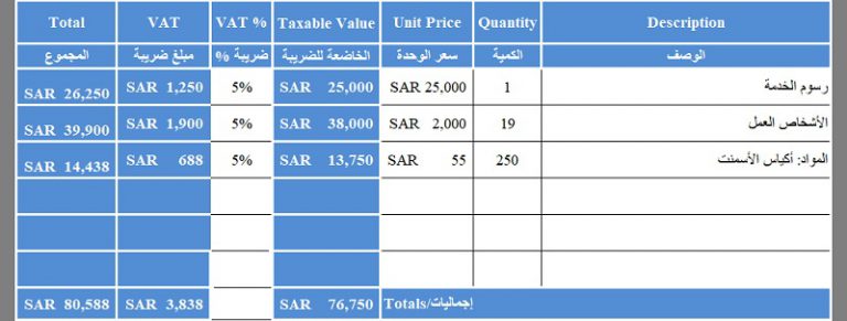 Download Bilingual Saudi VAT Invoice Excel Template - ExcelDataPro
