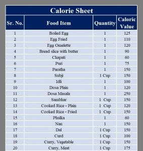 Download Food Calorie Calculator With Monthly Calorie Log Excel ...