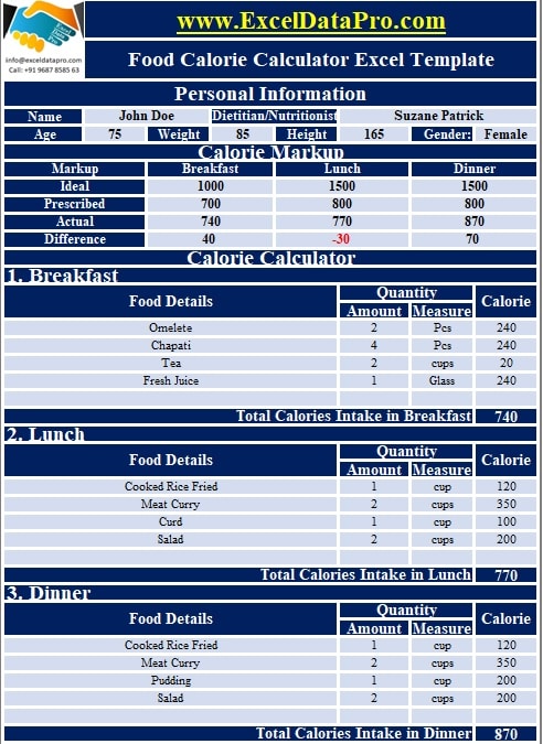 Download Food Calorie Calculator With Monthly Calorie Log Excel Download Food Calorie Calculator With Monthly Calorie Log Excel
