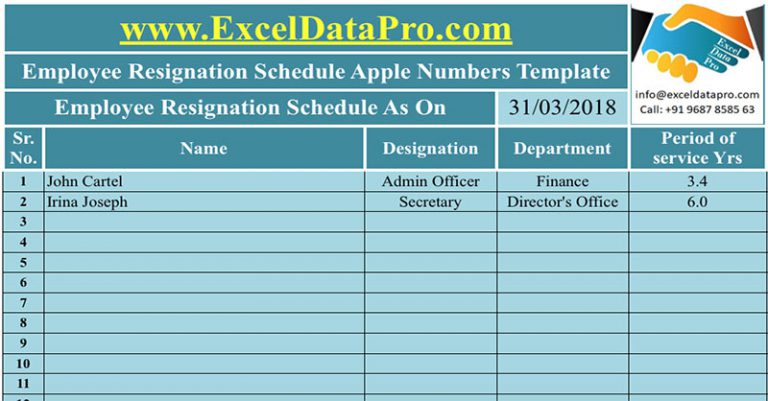 Download Free HR Templates in Apple Numbers