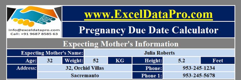 Download Pregnancy Due Date Calculator Excel Template - ExcelDataPro