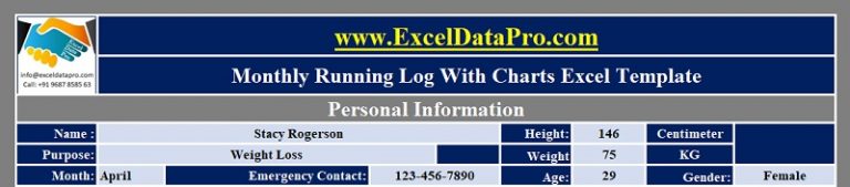 Download Monthly Running Log With Charts Excel Template - ExcelDataPro Download Monthly Running Log With Charts Excel Template - ExcelDataPro