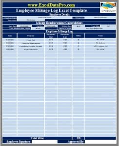 Download Employee Mileage Log Excel Template - ExcelDataPro