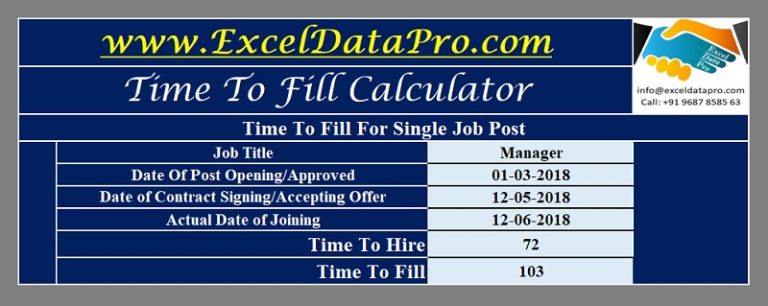 Download Time To Fill Calculator Excel Template - ExcelDataPro