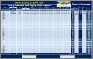 Download Weekly Timesheet With Payslip Excel Template - ExcelDataPro