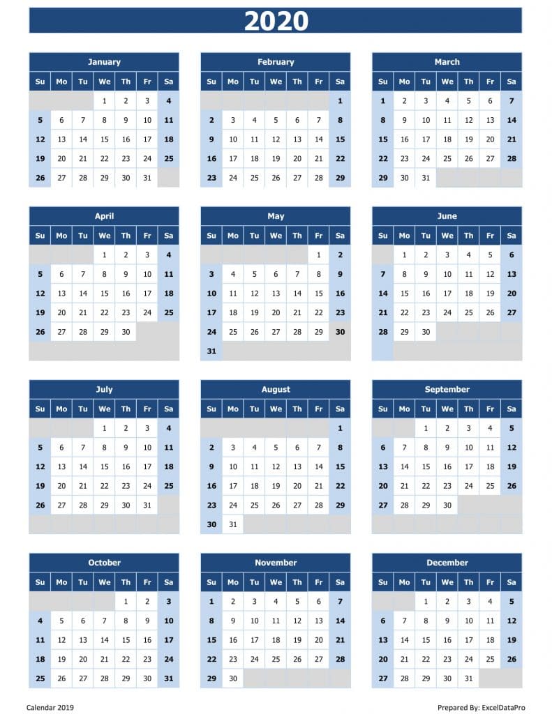 Download Free Calendar Templates - ExcelDataPro
