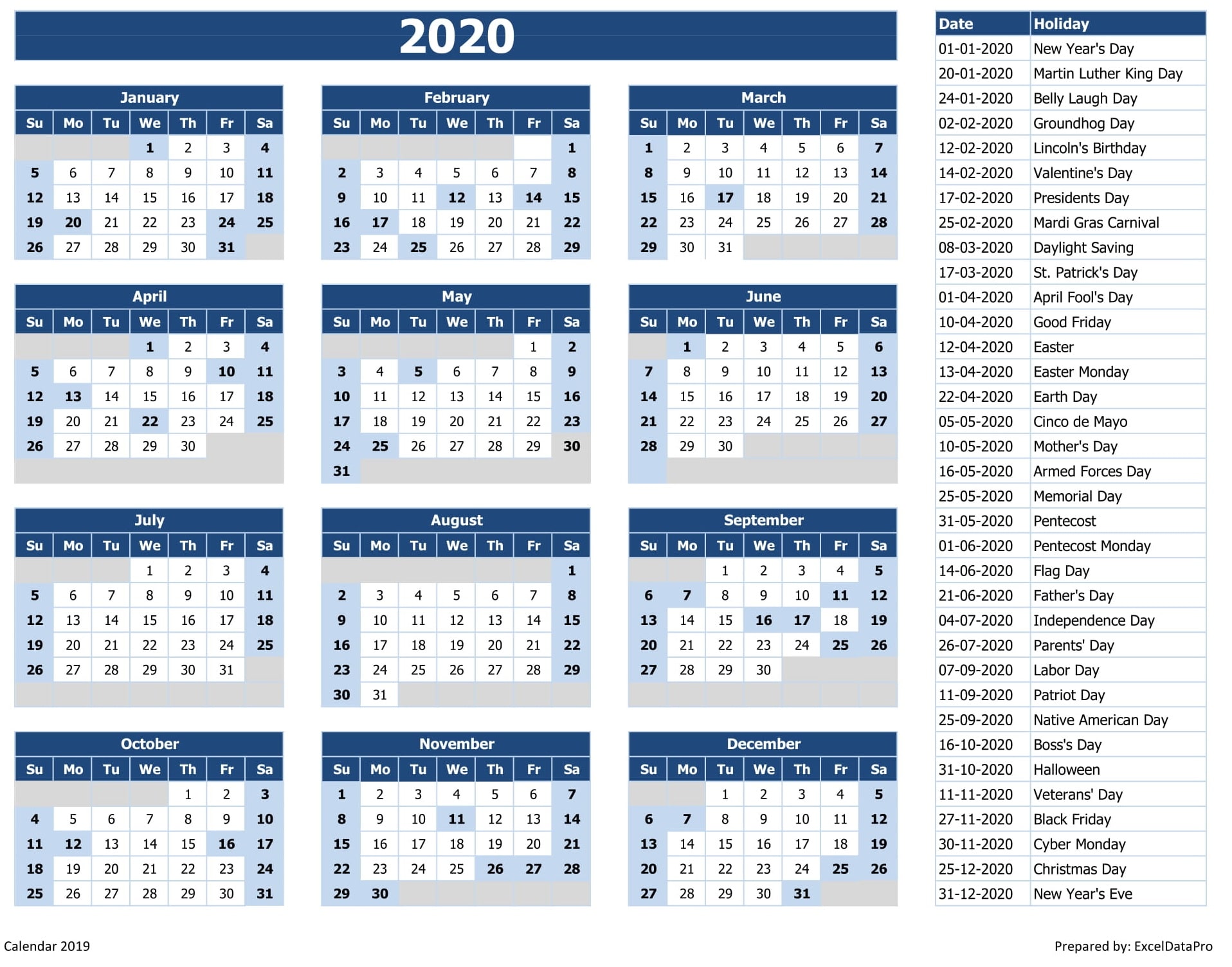 Excel Calendar Template 2020 Free Printable Calendar Vrogue