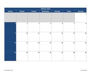 Download 2020 Monthly Calendar (Sun Start) Excel Template - ExcelDataPro