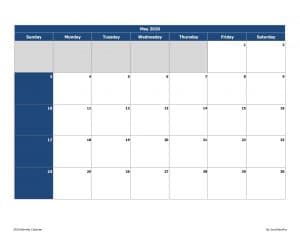 Download 2020 Monthly Calendar (Sun Start) Excel Template - ExcelDataPro