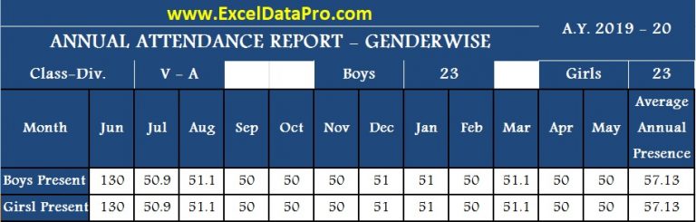 Download Yearly School Attendance Sheet Excel Template - ExcelDataPro