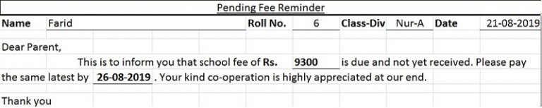 Download School Fee Reminder Excel Template - ExcelDataPro