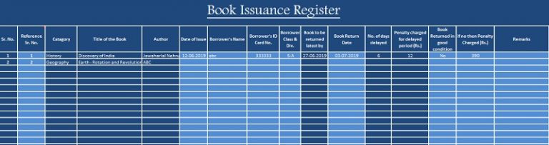 Download School Library Register Excel Template - ExcelDataPro