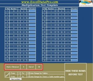 Download Multiplication Table Test Sheet Excel Template - ExcelDataPro