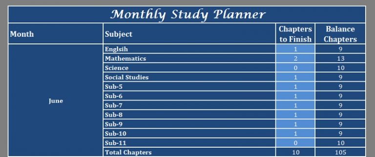 Download Student Study Planner Excel Template - ExcelDataPro