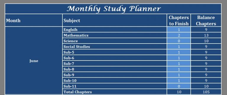 Download Student Study Planner Excel Template - ExcelDataPro