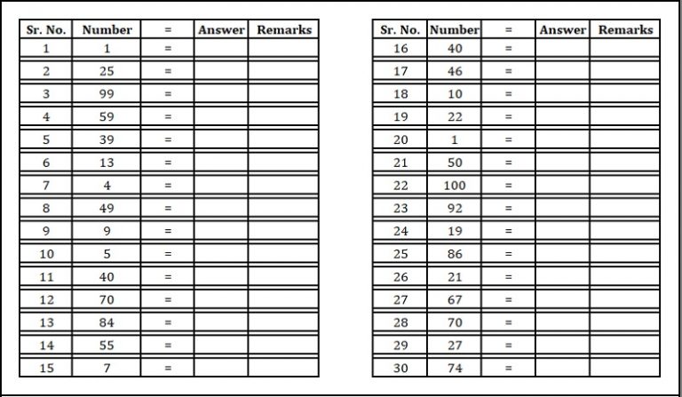 Download Squares Practice Sheet Excel Template - ExcelDataPro