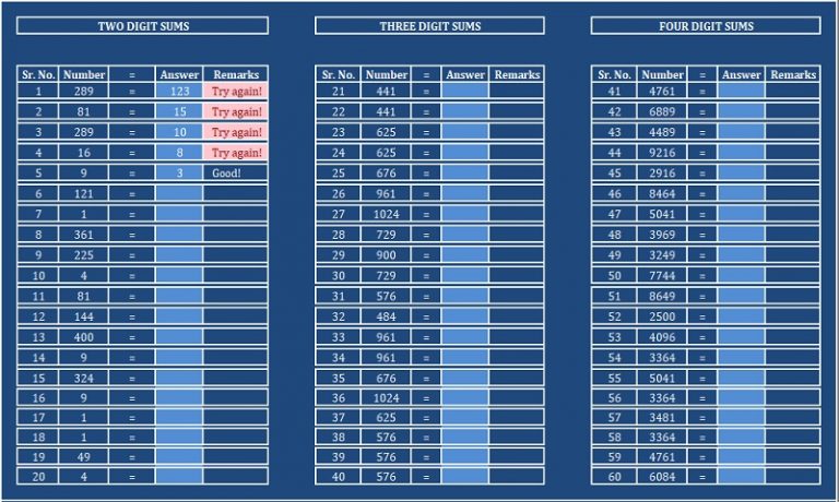Download Square Root Practice Sheet Excel Template - ExcelDataPro Download Square Root Practice Sheet Excel Template - ExcelDataPro