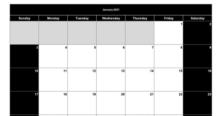 Download Free Monthly Calendar Templates in Excel
