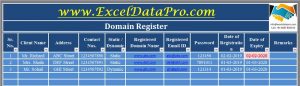 Download Website Hosting Register Excel Template - ExcelDataPro