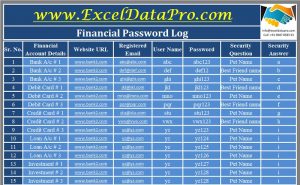 Download Password Log Excel Template - ExcelDataPro