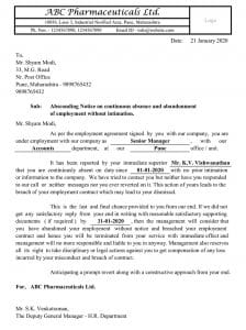Download Absconding Letter Excel Template - ExcelDataPro