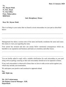 Download Employee Disciplinary Memo Excel Template - ExcelDataPro