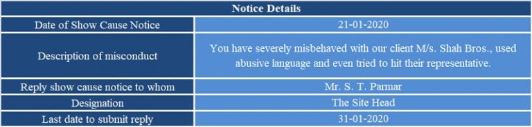 Download Employee Show Cause Notice Excel Template - ExcelDataPro