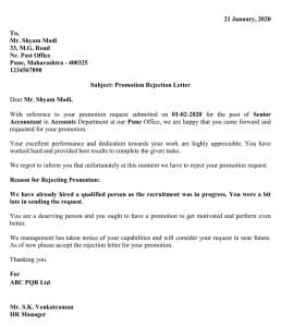 Download Promotion Rejection Letter Excel Template - ExcelDataPro