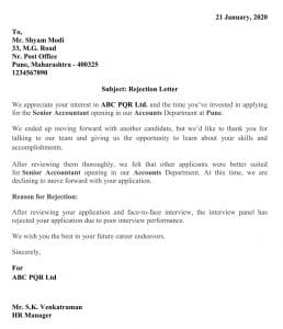 Download Job Rejection Letter Excel Template - ExcelDataPro
