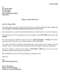 Download Layoff Notice Letter Excel Template - ExcelDataPro
