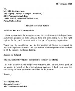 Download Transfer Refusal Letter Excel Template - ExcelDataPro